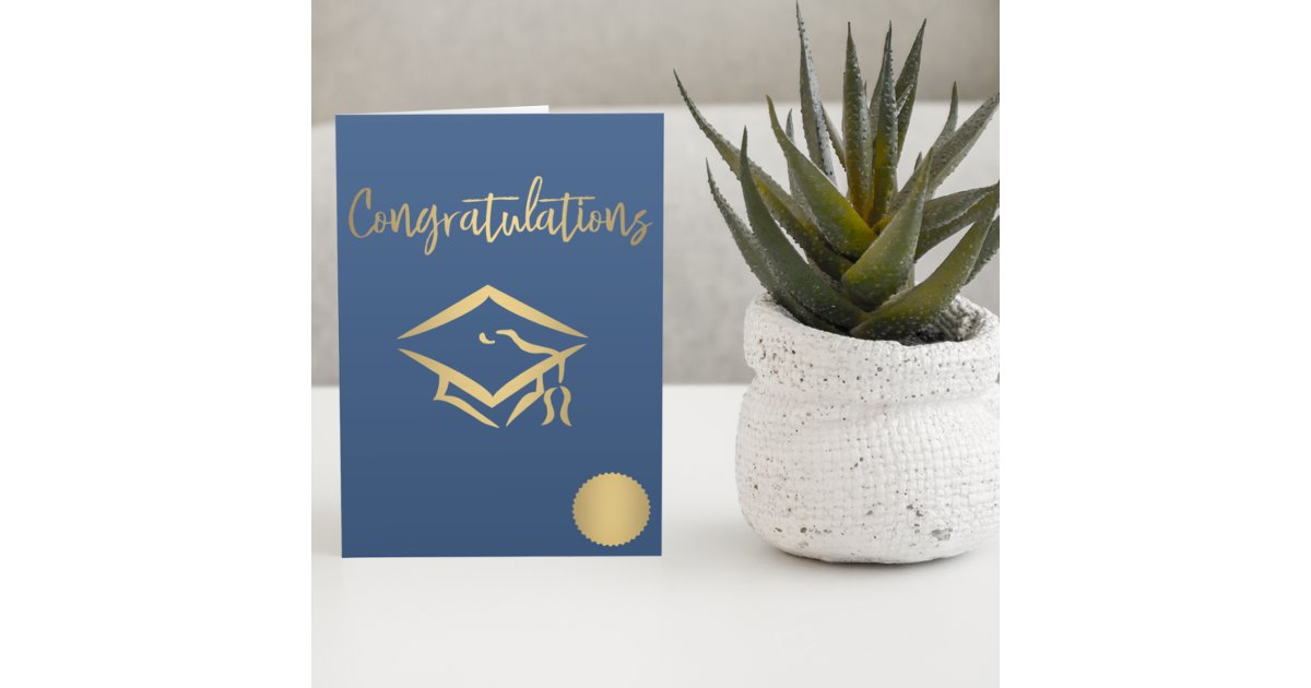 Congratulations Graduation Cap Gold Seal Metallic Card | Zazzle