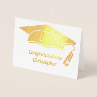 Congratulations Graduation Cap & Tassel Modern Foil Card | Zazzle
