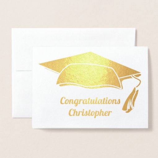 Congratulations Graduation Cap & Tassel Modern Foil Card | Zazzle