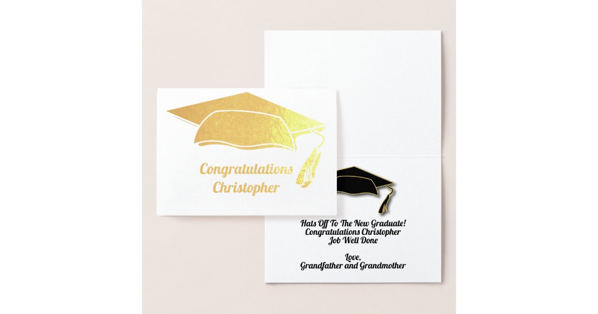 Congratulations Graduation Cap & Tassel Modern Foil Card | Zazzle