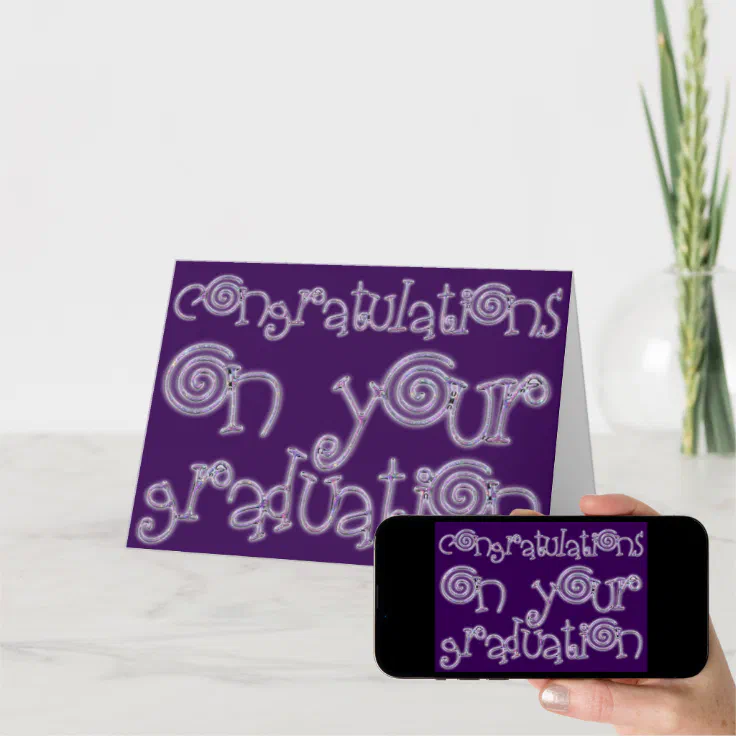 Congratulations Graduation Chic Typography Purple Card | Zazzle
