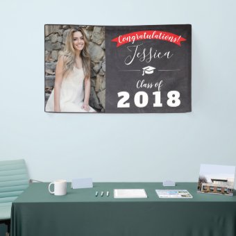 Congratulations Graduation Class Black/Red Banner | Zazzle
