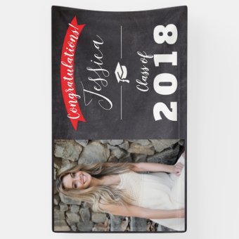 Congratulations Graduation Class Black/Red Banner | Zazzle