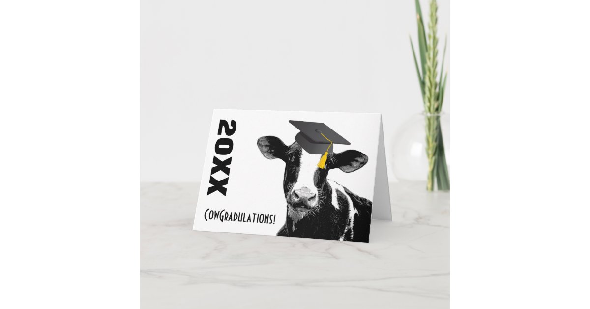 Congratulations Graduation Funny Cow in Cap Card | Zazzle