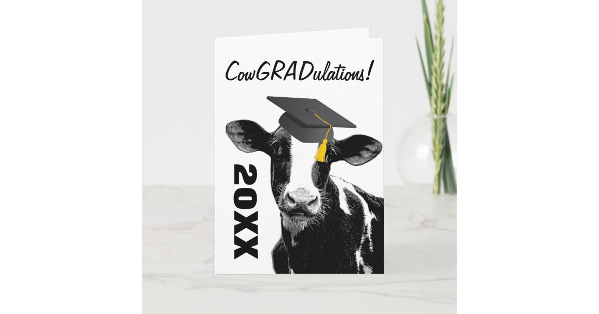 Congratulations Graduation Funny Cow in Cap Card | Zazzle