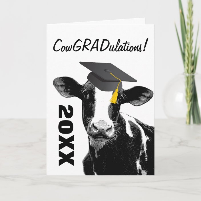 Congratulations Graduation Funny Cow in Cap Card | Zazzle.com
