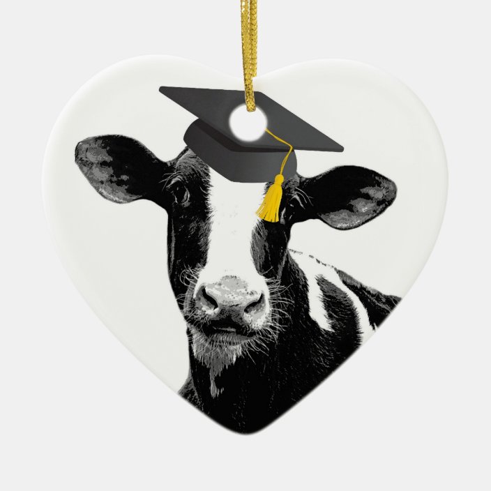 Congratulations Graduation Funny Cow in Cap Ceramic Ornament | Zazzle.com