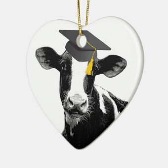 Congratulations Graduation Funny Cow in Cap Ceramic Ornament | Zazzle