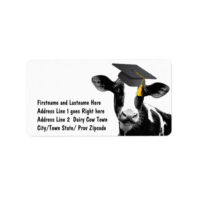 Congratulations Graduation Funny Cow in Cap Label | Zazzle