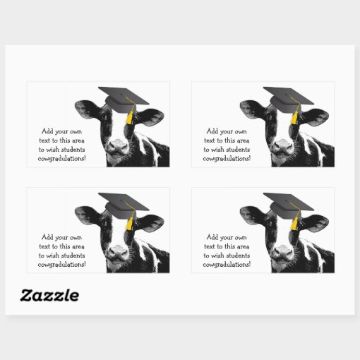 Congratulations Graduation Funny Cow in Cap Rectangular Sticker | Zazzle