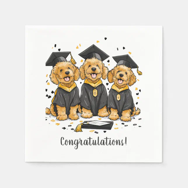 Congratulations Graduation Goldendoodle Dogs Napkins | Zazzle