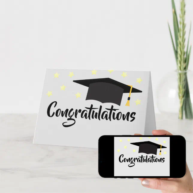 Congratulations Graduation Hat Surrounded By Stars Card | Zazzle