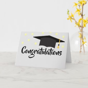 Congratulations Graduation Hat Surrounded By Stars Card | Zazzle