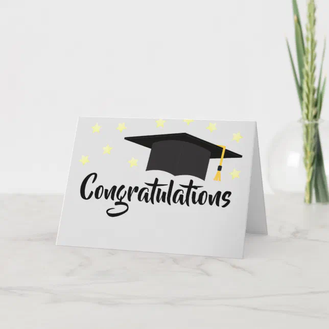 Congratulations Graduation Hat Surrounded By Stars Card | Zazzle