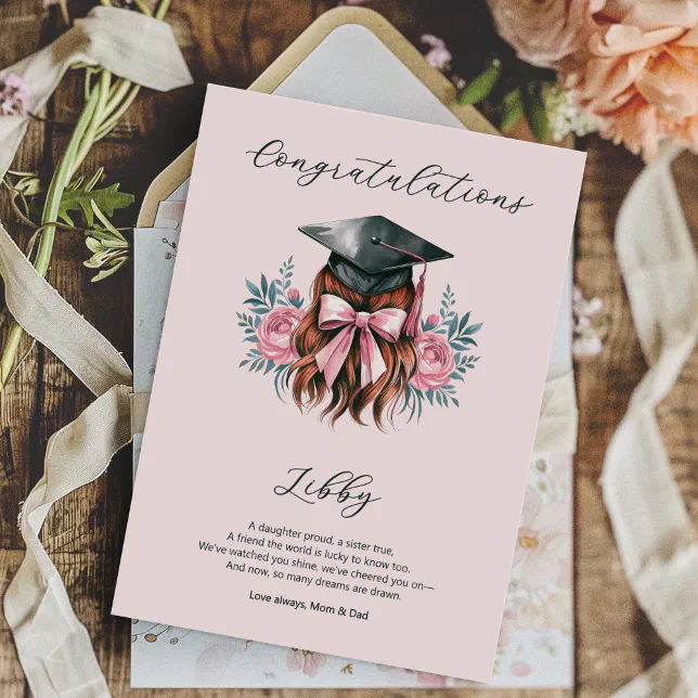 Congratulations Graduation Poem Girl Grad Cap Card | Zazzle