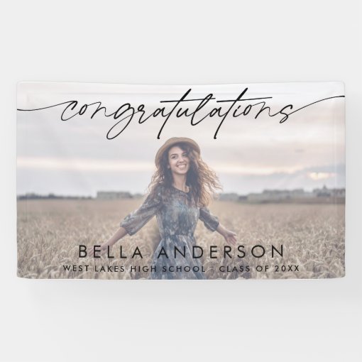 Congratulations Graduation Script Overlay Photo Banner | Zazzle