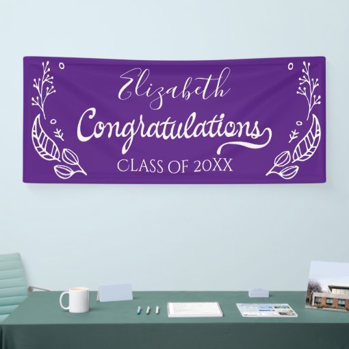 Congratulations Graduation Simple Modern Purple Banner | Zazzle