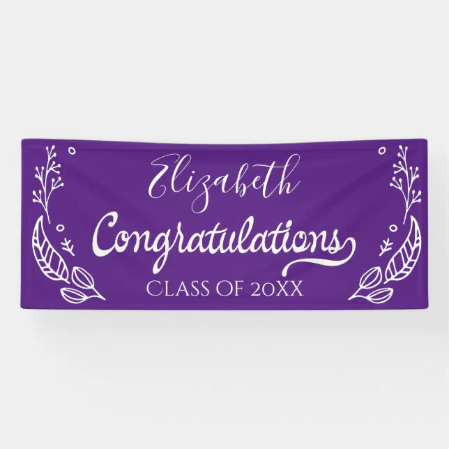 Congratulations Graduation Simple Modern Purple Banner | Zazzle