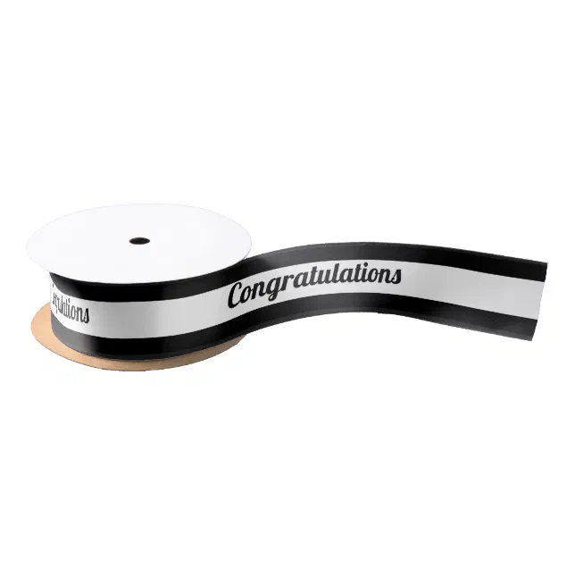 Congratulations - Graduation - Wedding Black/White Satin Ribbon | Zazzle