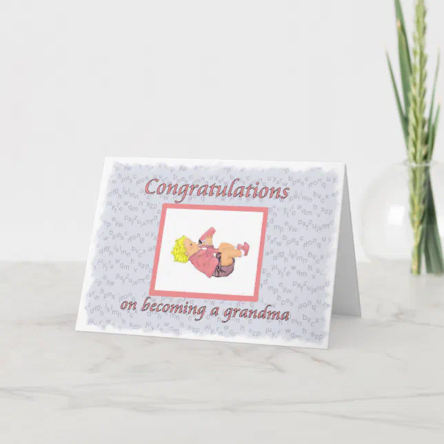 Congratulations Grandma Baby in Pink Card | Zazzle