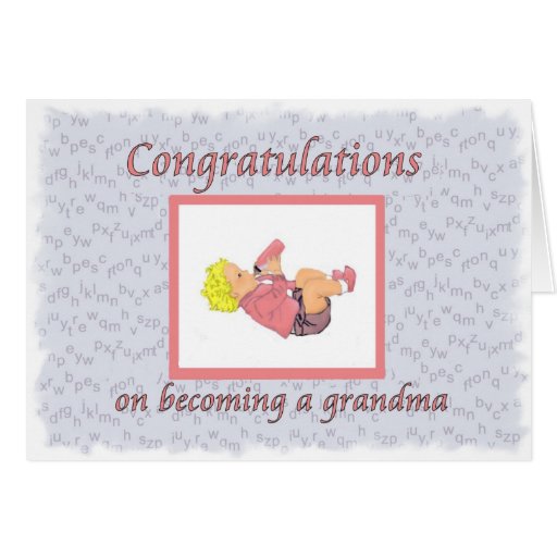 Congratulations Grandma Baby in Pink Greeting Cards | Zazzle
