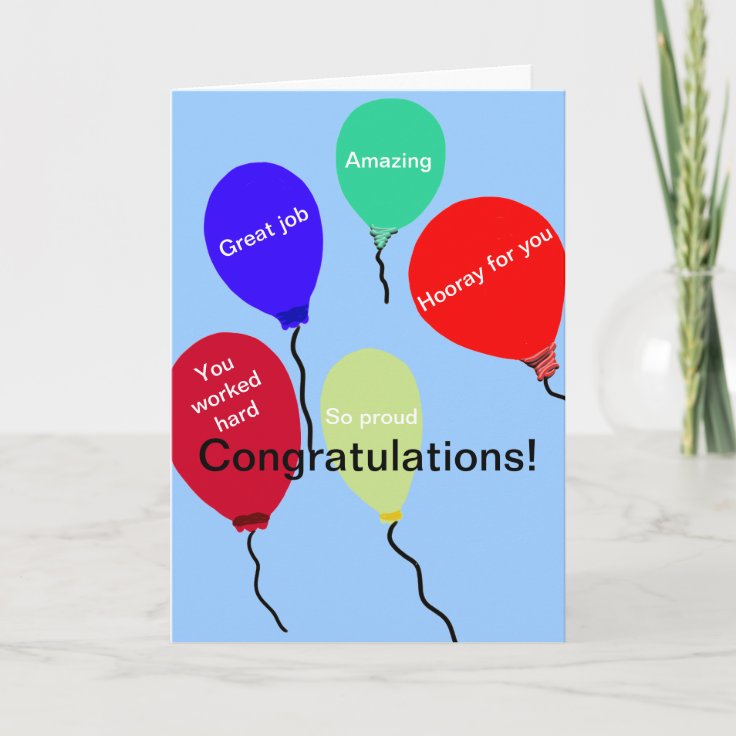 Congratulations Great Job Colorful Balloons Card | Zazzle