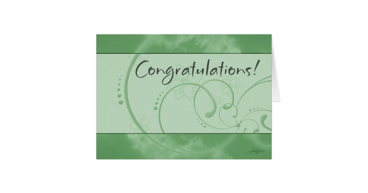 Congratulations (Green) Card | Zazzle