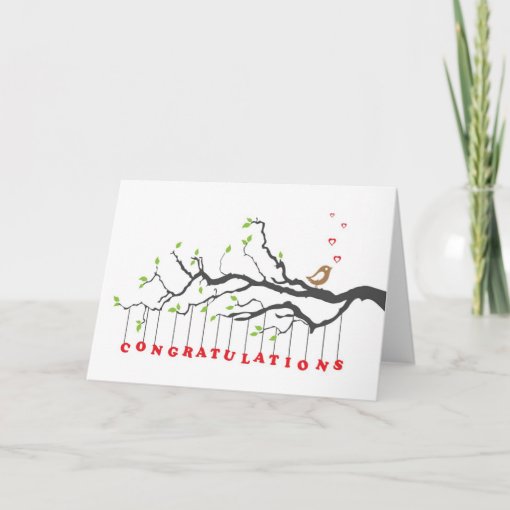 Congratulations greeting card with bird on a tree | Zazzle