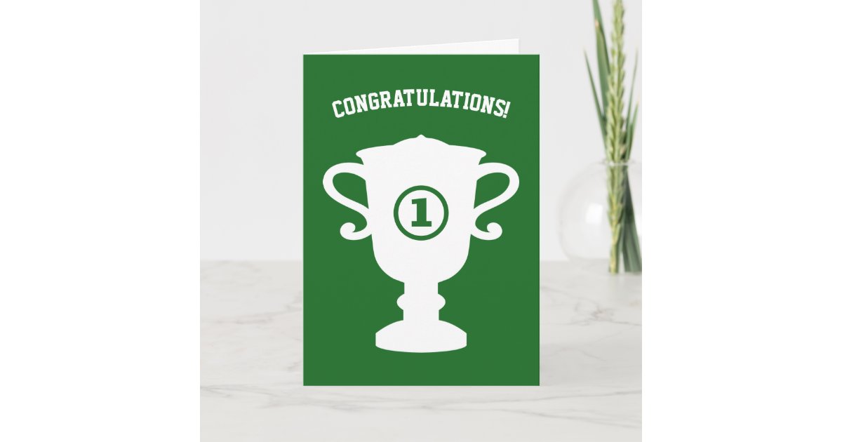 Congratulations greeting card with sports trophy | Zazzle
