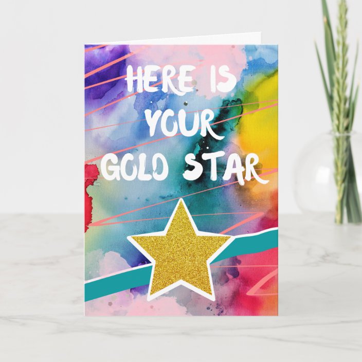 Congratulations Here is Your Gold Star Colorful Card | Zazzle.com