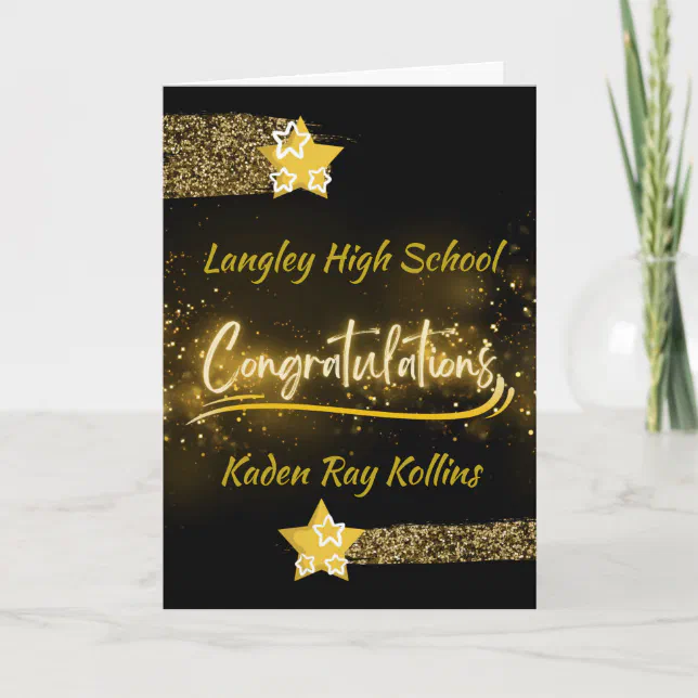 Congratulations High School Graduation Gold Star Card | Zazzle
