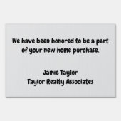 Congratulations Home Buyer Welcome Home Realtor Sign | Zazzle