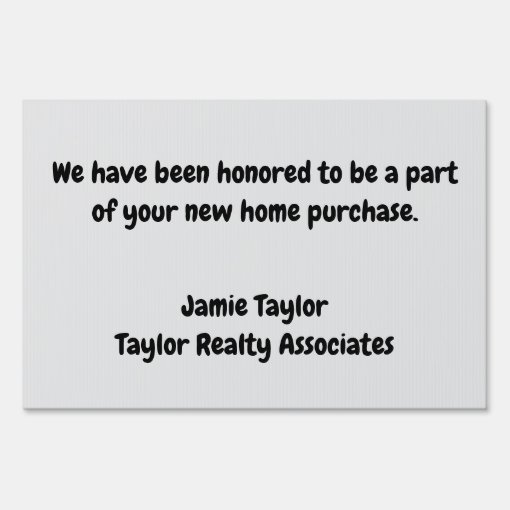 Congratulations Home Buyer Welcome Home Realtor Sign | Zazzle