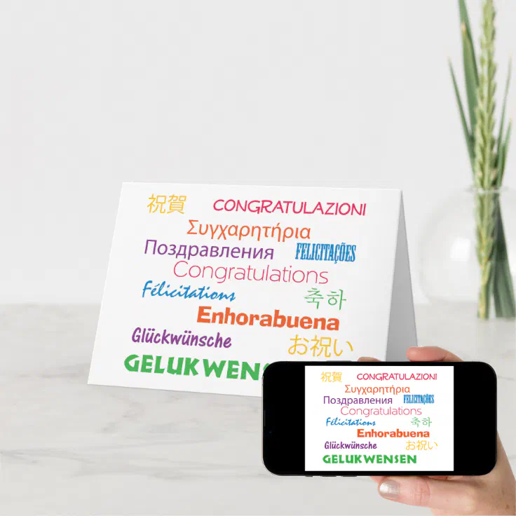 Congratulations in Many Languages Card | Zazzle