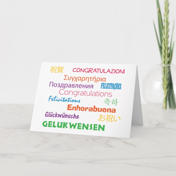 Congratulations in Many Languages Card | Zazzle