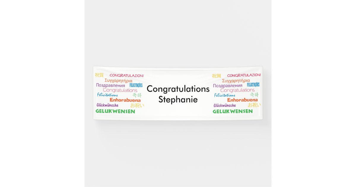 Congratulations in Many Languages Customizable Banner | Zazzle