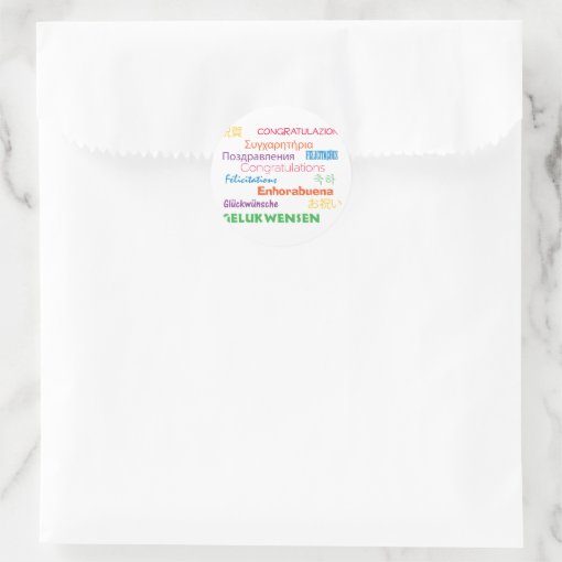 Congratulations in Many Languages Sticker | Zazzle