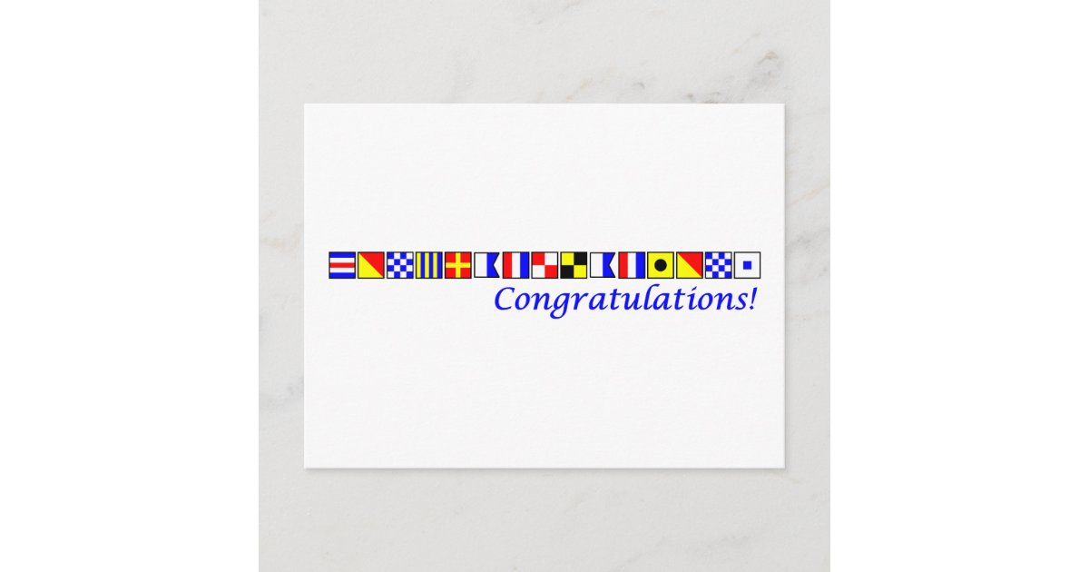 Congratulations! in nautical flag alphabet postcard | Zazzle