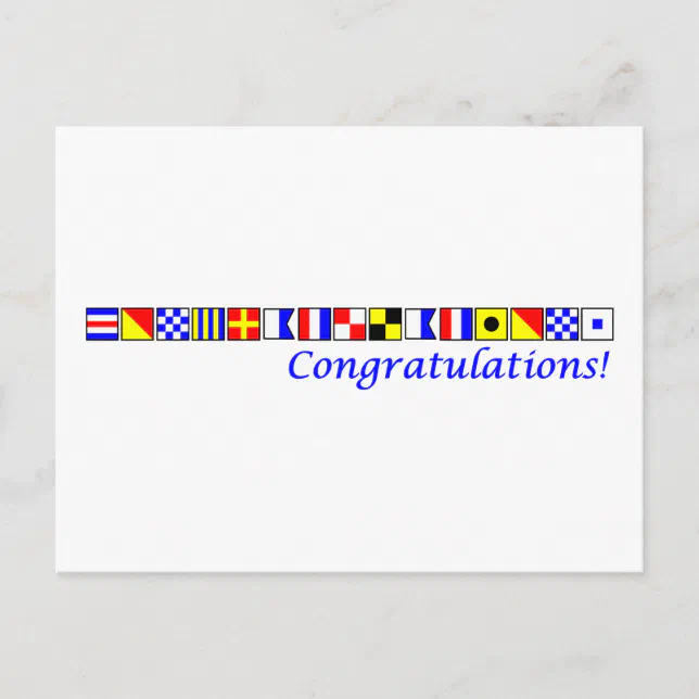 Congratulations! in nautical flag alphabet postcard | Zazzle