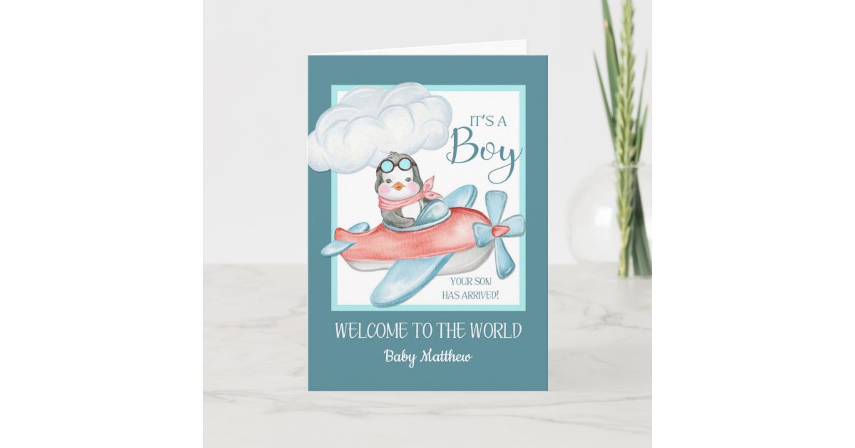 Congratulations It's a Boy Custom Name Card | Zazzle