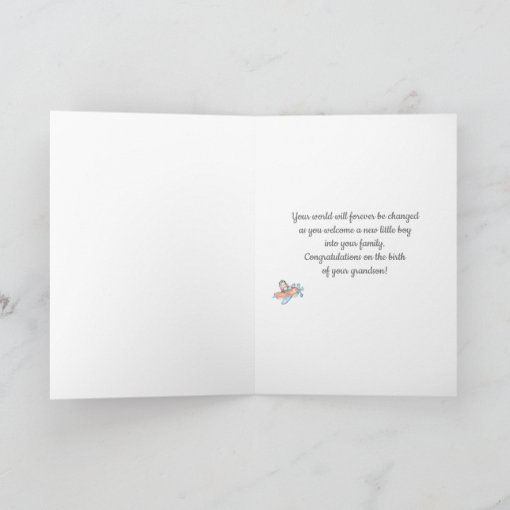 Congratulations It's a Boy Grandson Custom Name Card | Zazzle
