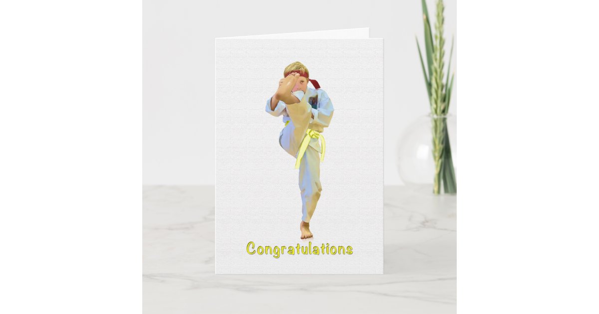 Congratulations, Karate Kicking Yellow Belt Card | Zazzle