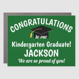 Congratulations Kindergarten Graduation Green Car Magnet | Zazzle
