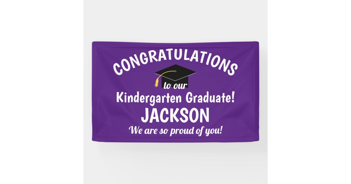 Congratulations Kindergarten Graduation Purple Banner | Zazzle