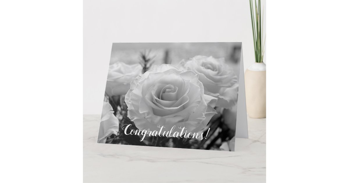 Congratulations Large White Roses Wedding Card | Zazzle