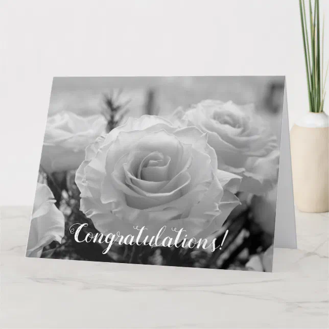 Congratulations Large White Roses Wedding Card | Zazzle