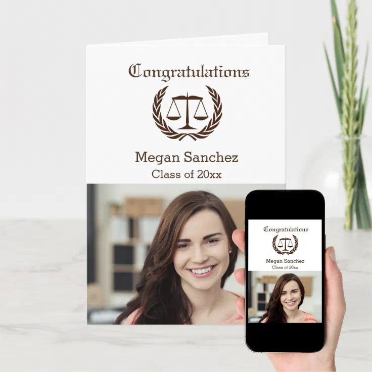 Congratulations Law School Graduate with scales Card | Zazzle