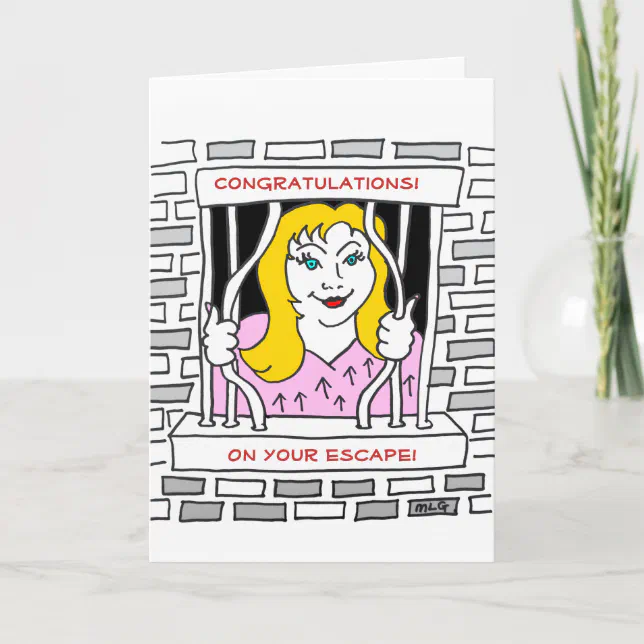 Congratulations Leaving Escape Blonde Woman Card | Zazzle