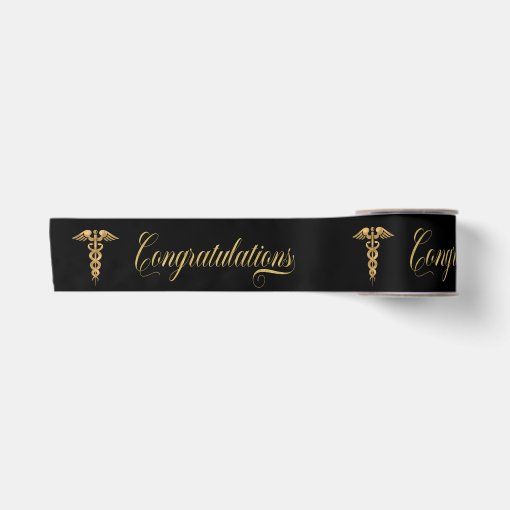 Congratulations Medical Doctor Nurse Caduceus Satin Ribbon | Zazzle