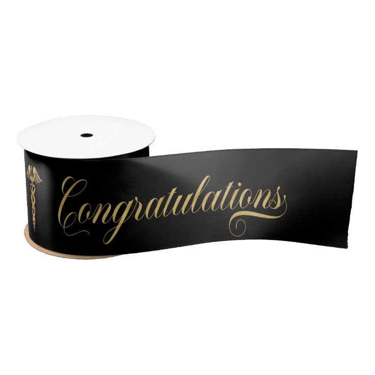 Congratulations Medical Doctor Nurse Caduceus Satin Ribbon | Zazzle